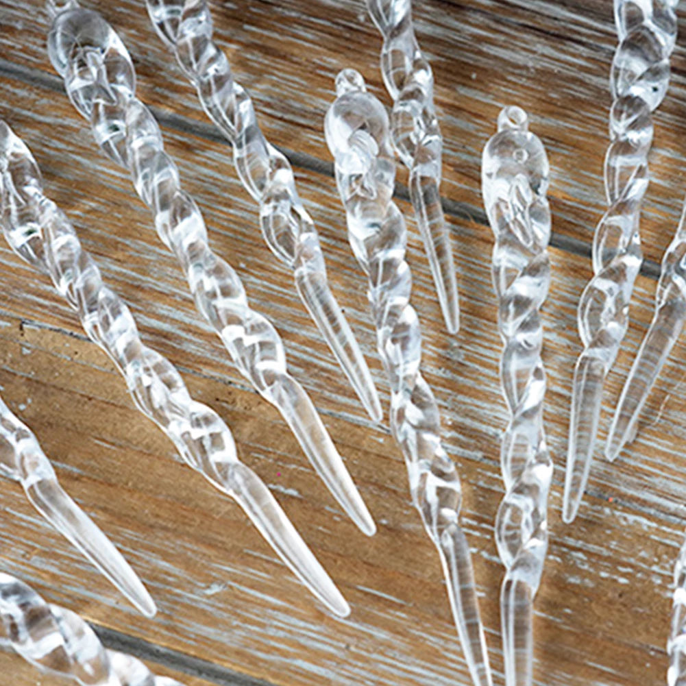 24-pc Clear Crystal Icicle Ornaments – Christmas Tree Hanging Decor ...