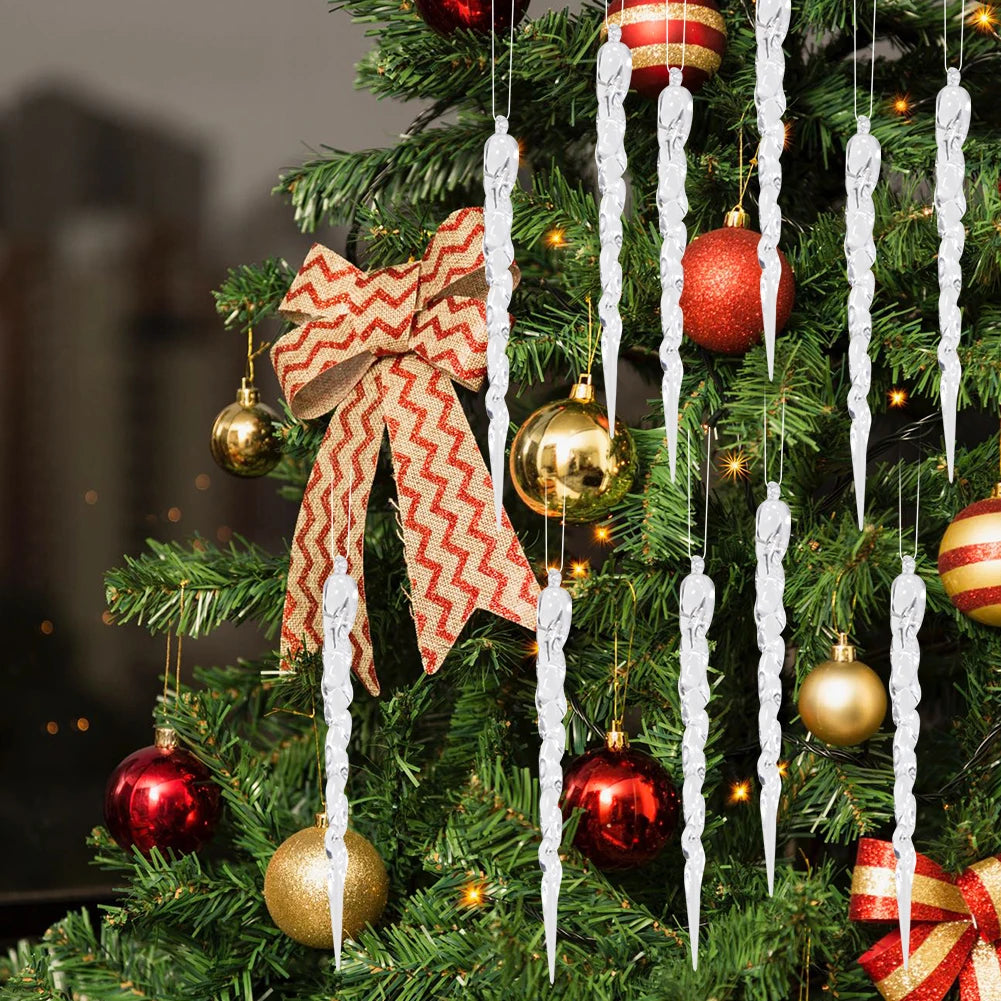 24-pc Clear Crystal Icicle Ornaments – Christmas Tree Hanging Decor ...