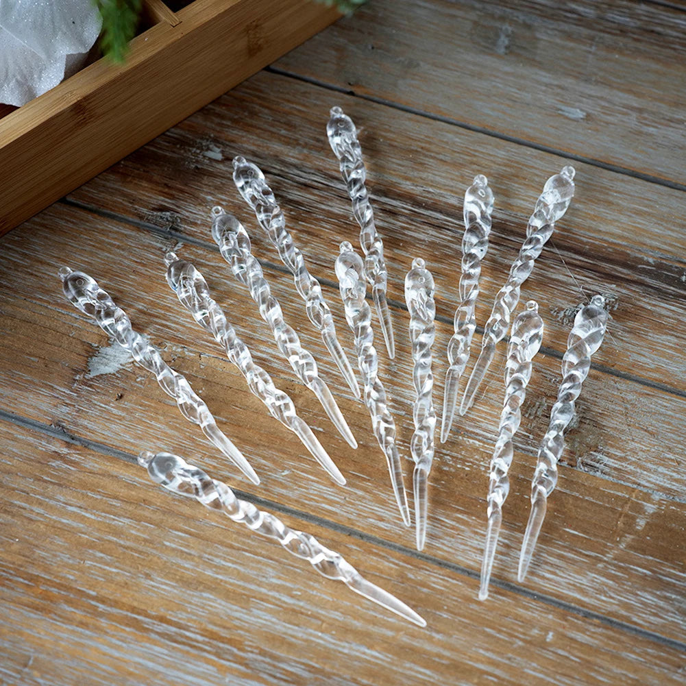 24-pc Clear Crystal Icicle Ornaments – Christmas Tree Hanging Decor ...